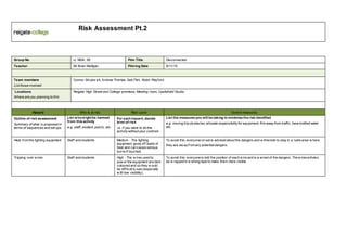 Film Day Risk Assessment | DOCX | Injuries | Diseases and Conditions