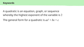 Quadratics Intro powerpoint for GCSE Students | PPTX