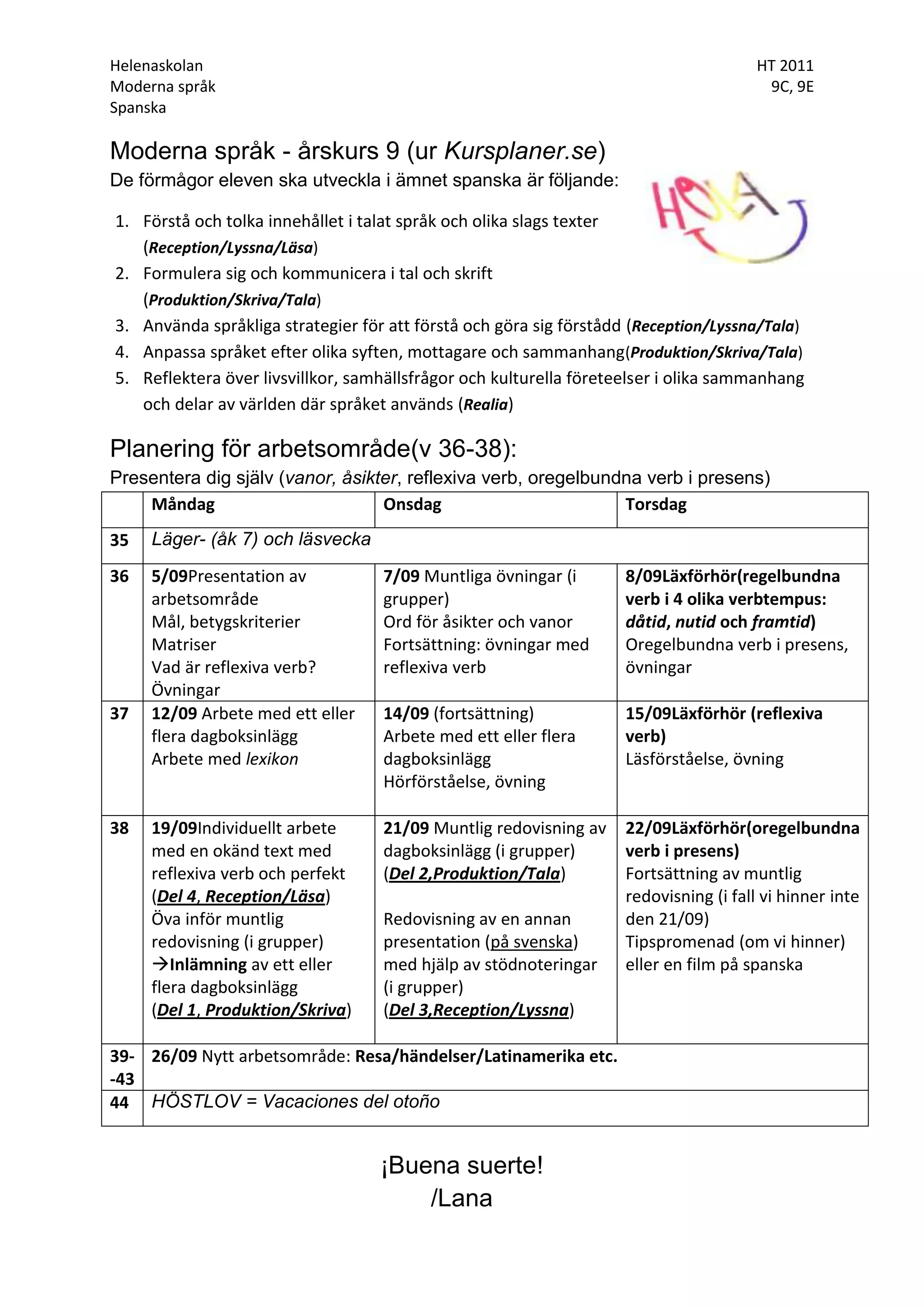 Åk 9 Planering v 36-38 | DOCX
