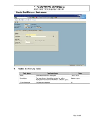 Ka06 Create Secondary Cost Element New | DOC