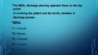 Discharge planning for patient and it's procedure | PPTX