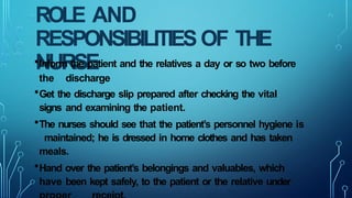 Discharge planning for patient and it's procedure | PPTX
