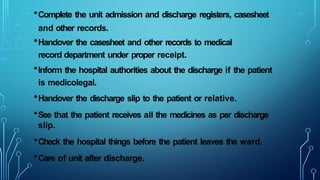 Discharge planning for patient and it's procedure | PPTX