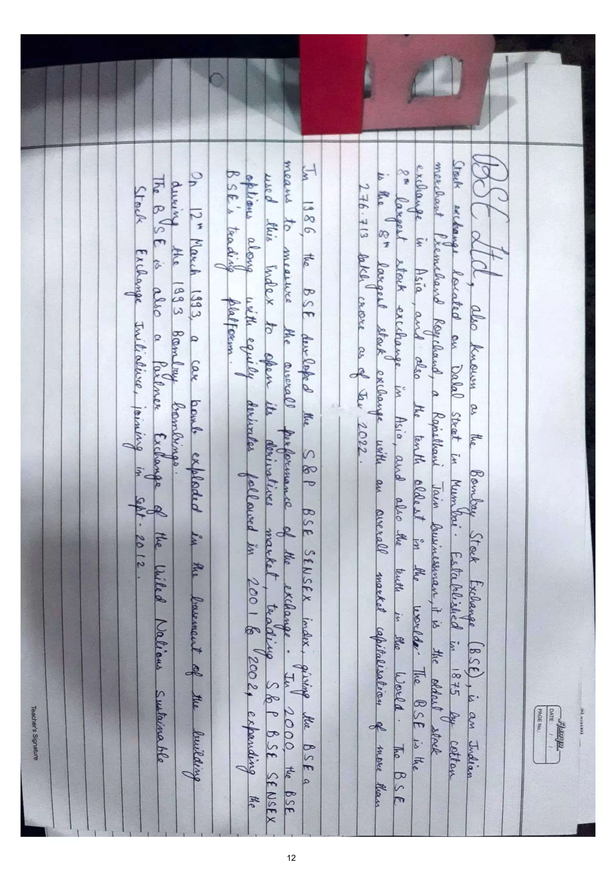 BST Project Class XII on Stock Exchange. | PDF