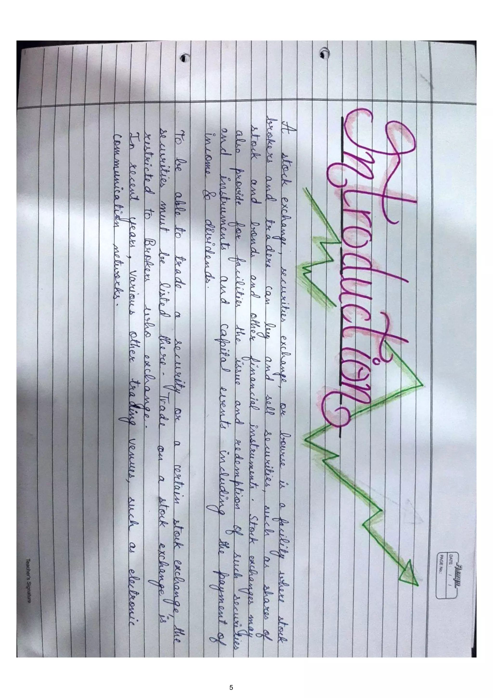 Business studies project Class Xii (12) on stock exchange | PDF