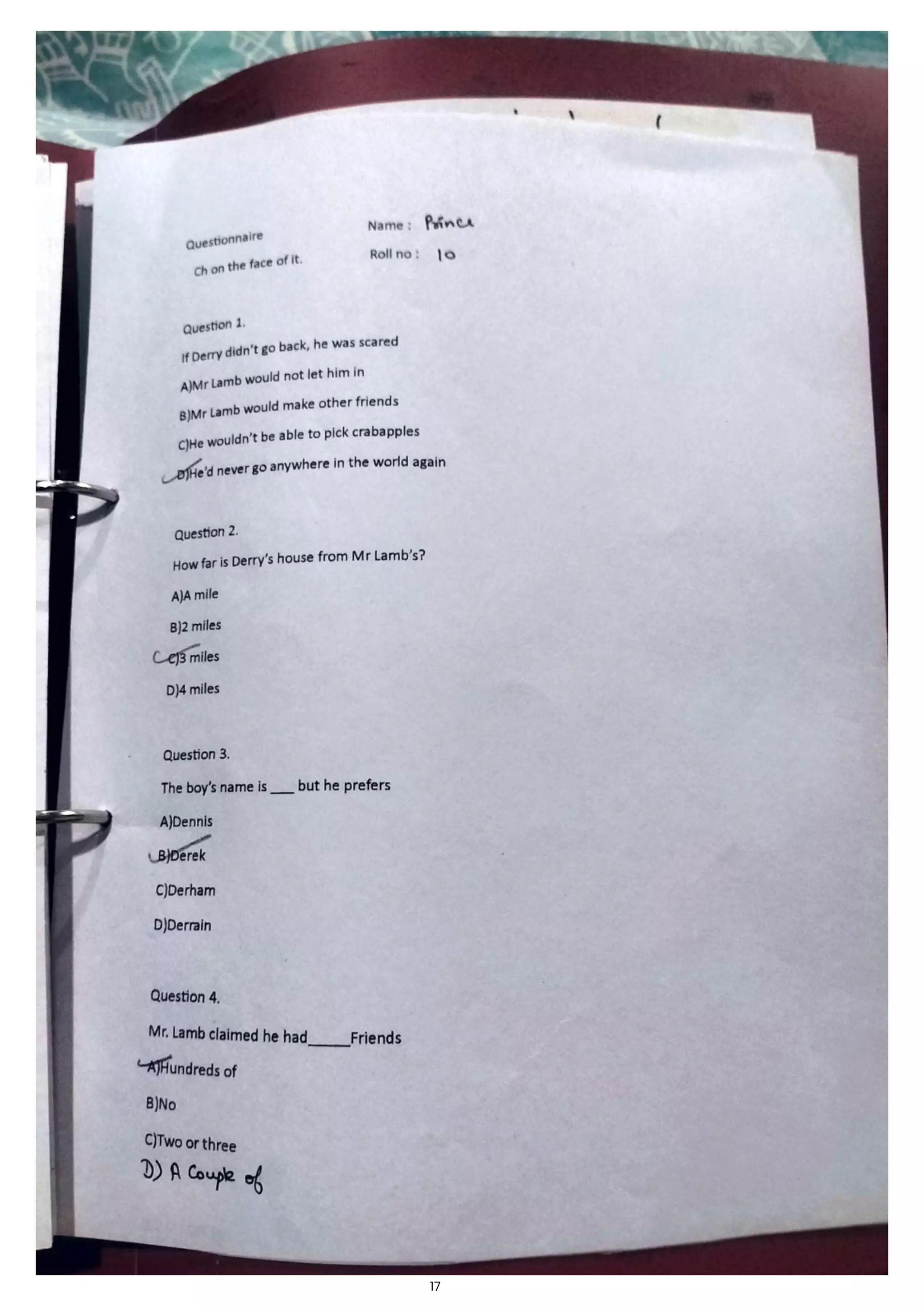 English project class 12 (ch on the face of it) | PDF