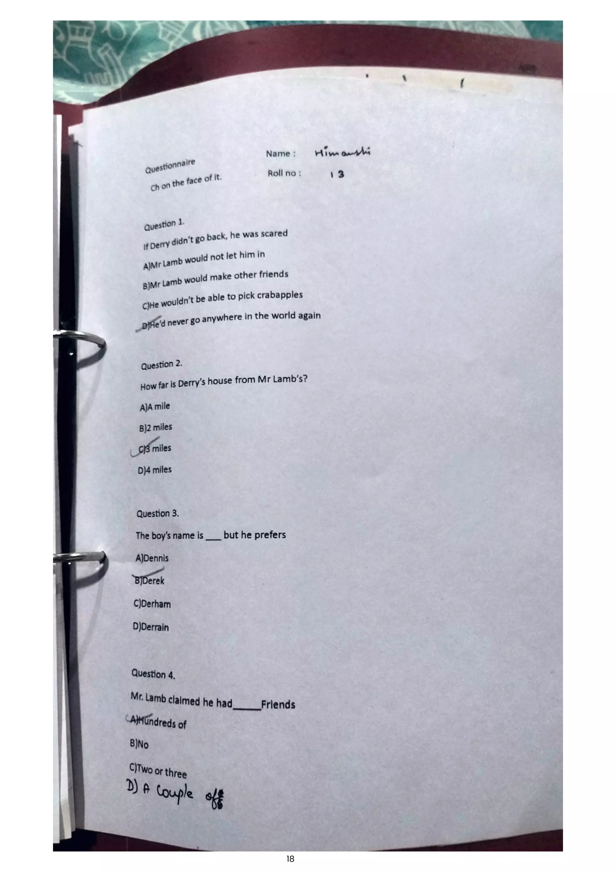 English project class 12 (ch on the face of it) | PDF