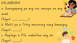 MGA URI NG KAALAMANG BAYAN (TULA, AWITING PANUDYO, PALAISIPAN, BUGTONG ...