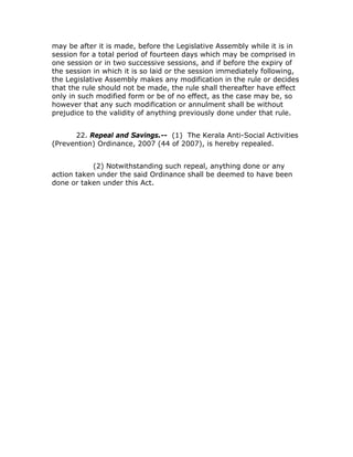 GOONDA ACT- Kerala Anti Social Activities Prrevention Act -2007 | PDF