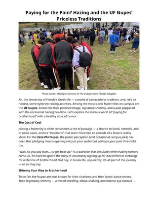 Paying for the Pain? Hazing and the UF Nupes’ Priceless Traditions | PDF