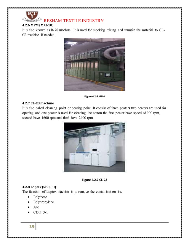 Report Of Spinning Mill (Resham textile industry limited) | DOCX