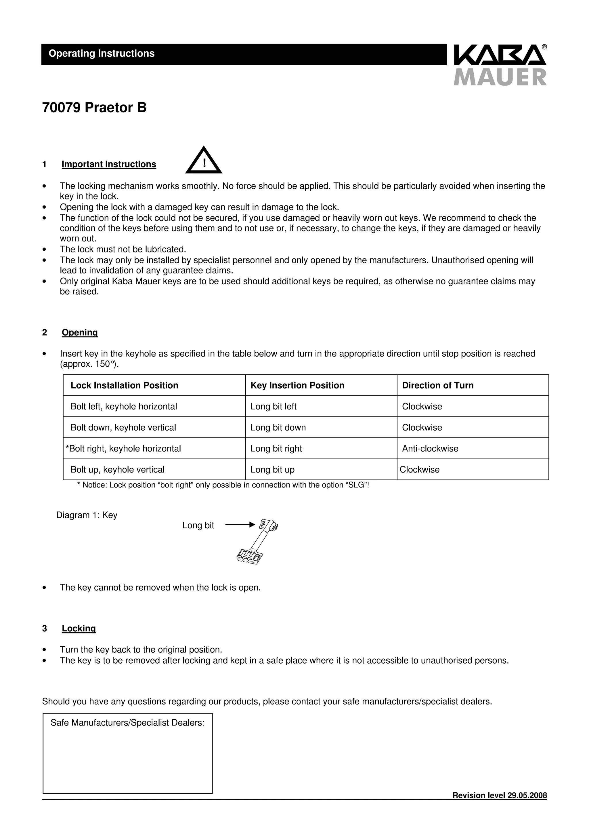 Kaba 70079 operating-instructions_en_01 | PDF