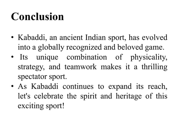 Kabaddi - The Ancient Indian Sport | PPTX | Sports