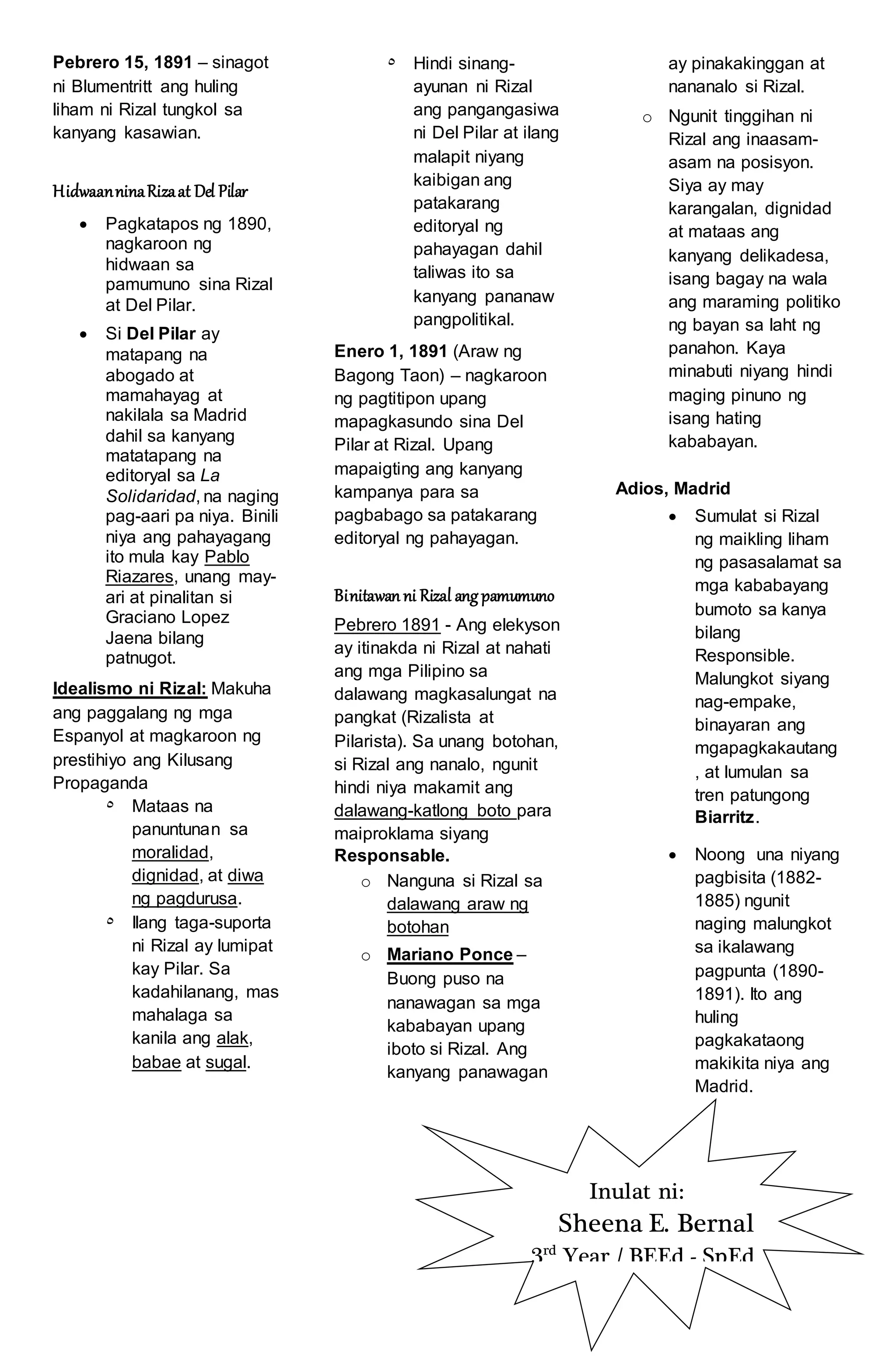 Kabanata 17 mga kasawian sa madrid (hand out) by sheena bernal | DOCX