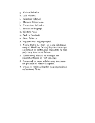 Kabanata 21 Ang pangalawang Pag uwi at pagtatatag ng la Liga Filipina ...