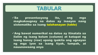 Kabanata 4 (presentasyon at interpretasyon) pinal | PPTX