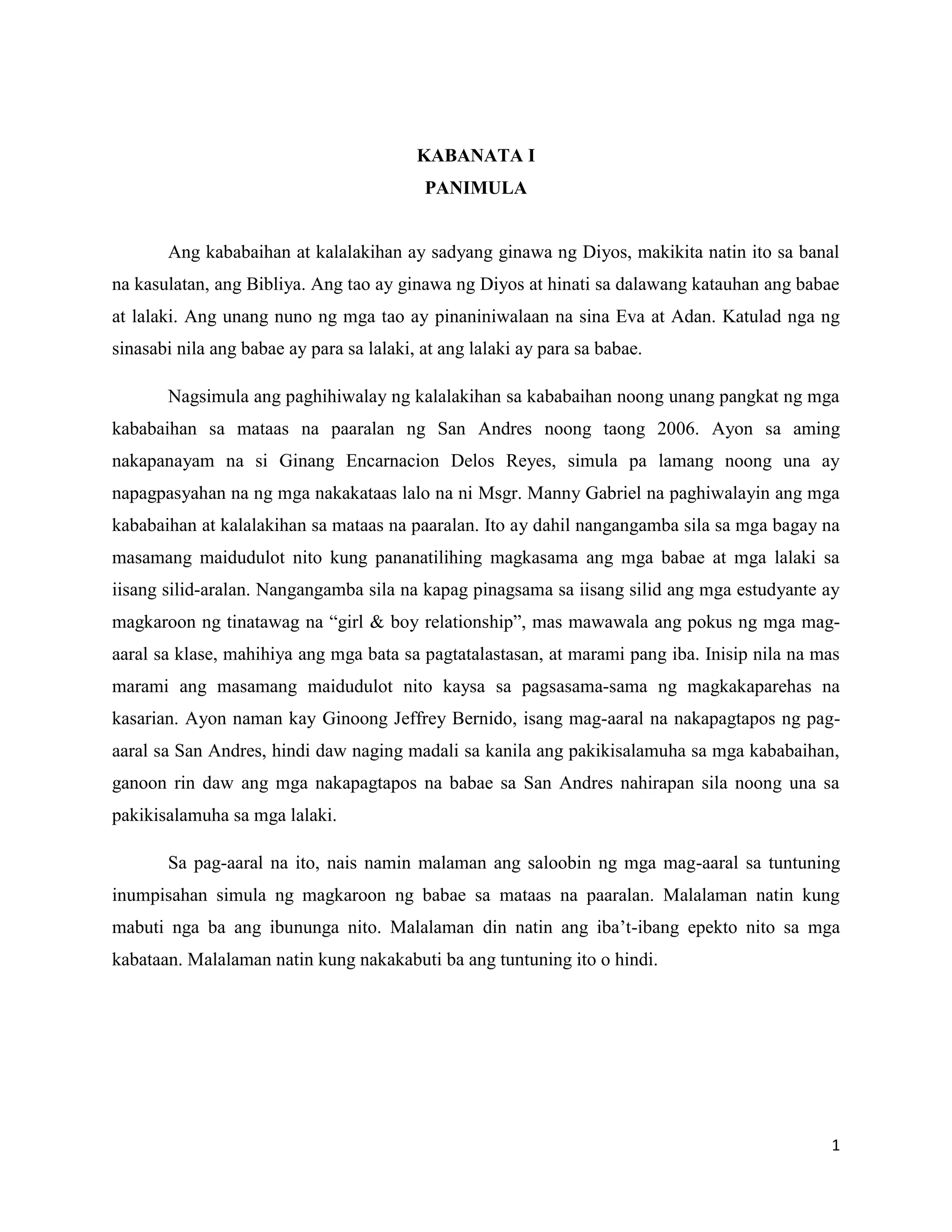 Kabanata I V Pananaliksik Pdf