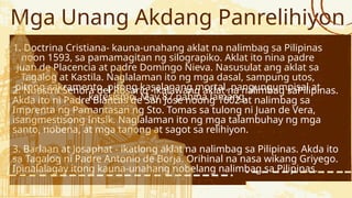 KABANATA V MGA UNANG AKDANG FILIPINO NOONG UNANG PANAHON NG KASTILA.pptx