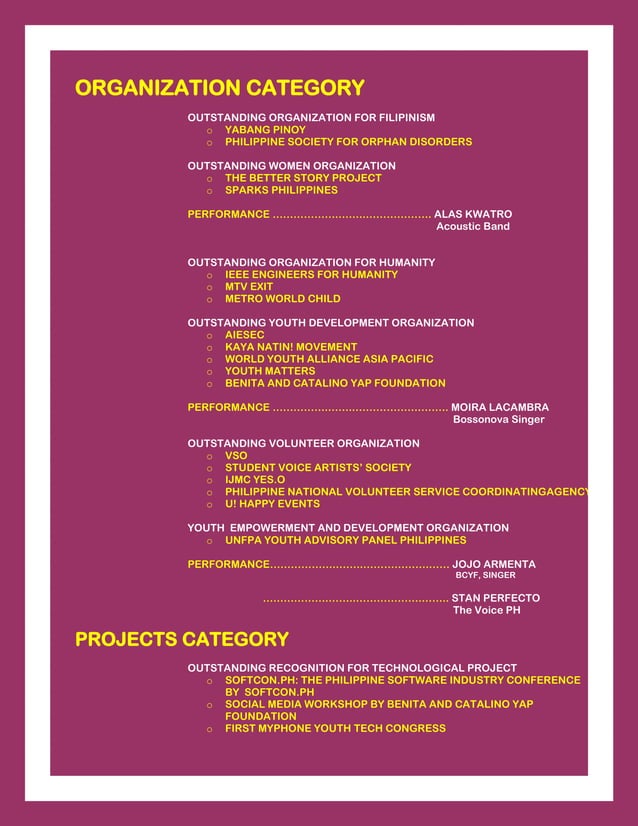 Kabataan night programme | PDF | World/International Music | Music