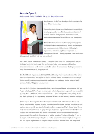 Stakeholder Consultation: State of Maternal Health and Nutrition in the ...