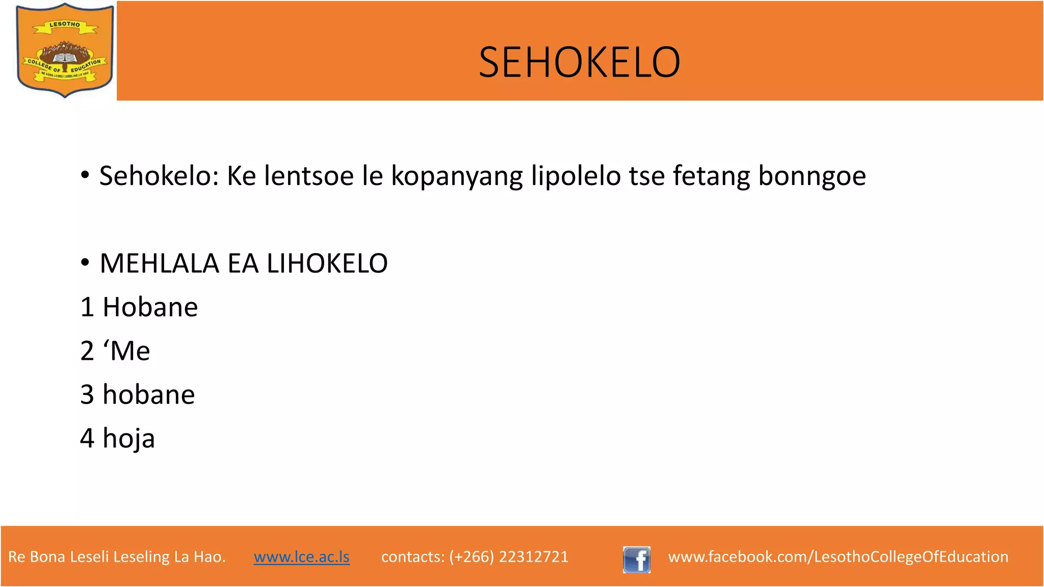 MARETLO-PUO A SESOTHO | PPTX