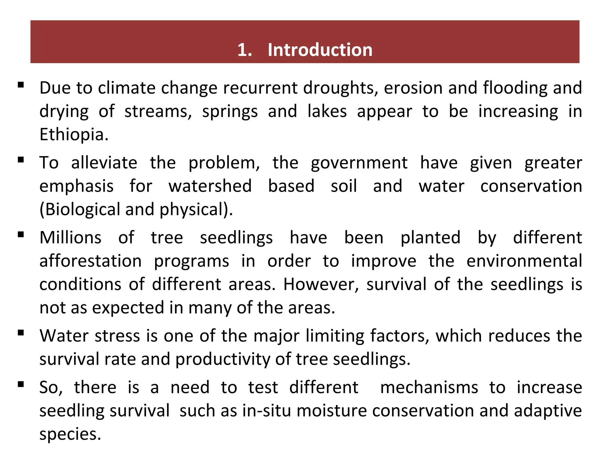 Soil and water conservation and forestry interventions at the Kabe ...