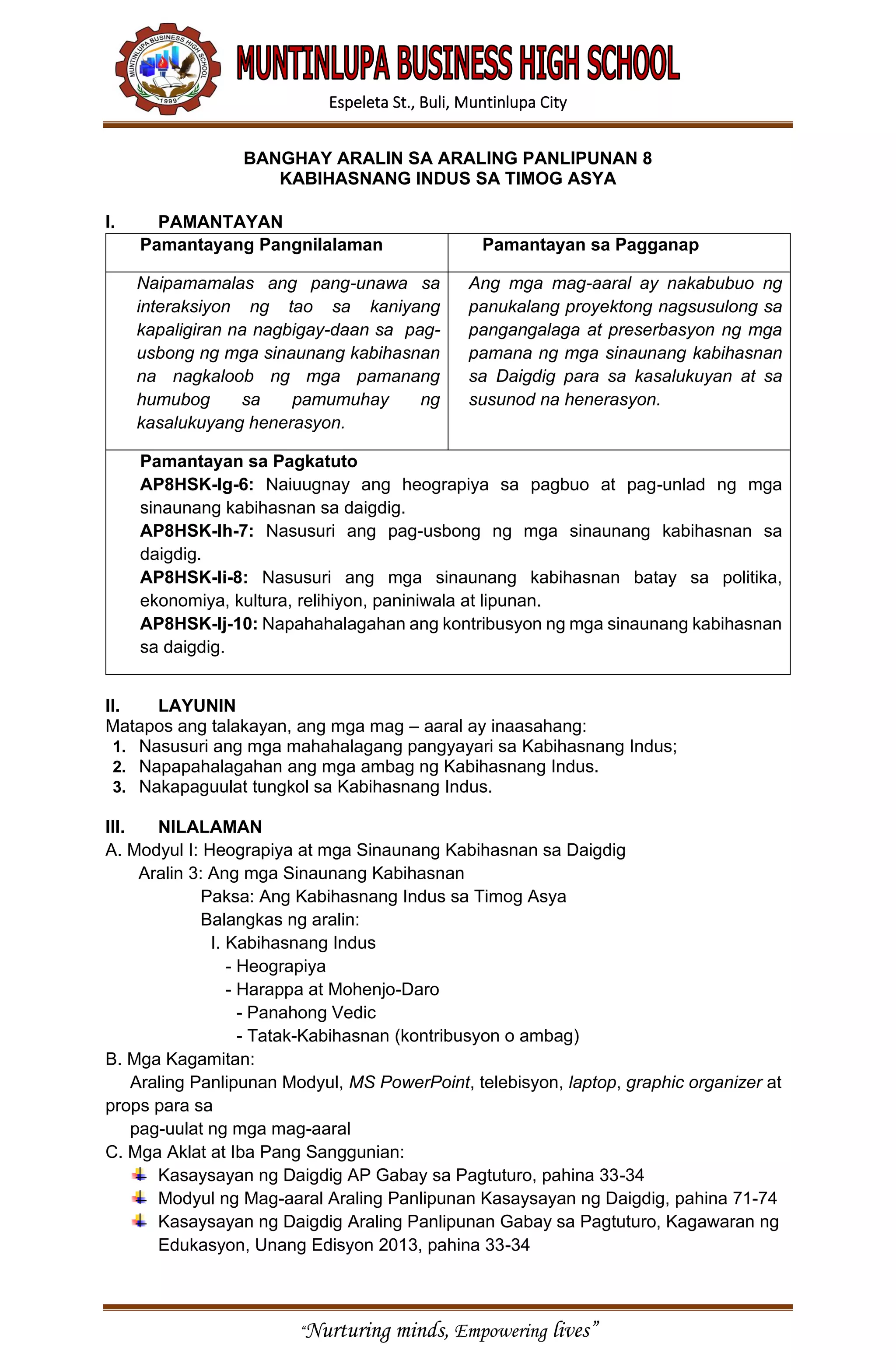 KABIHASNANG INDUS SA TIMOG ASYA | PDF