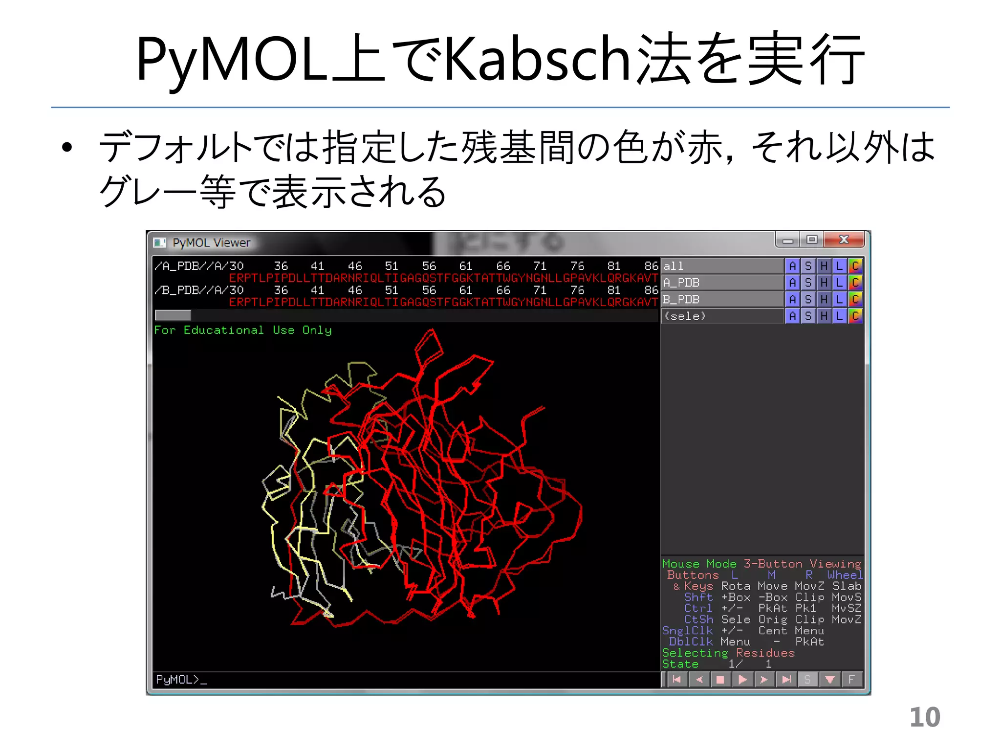 Kabsch Fit on PyMOL | PPTX | Programming Languages | Computing