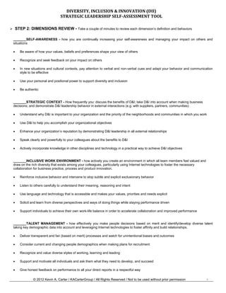 Diversity, Inclusion and Innovation Strategic Leadership Assessment ...