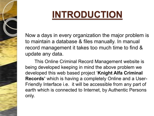 Criminal Record Management | PPTX