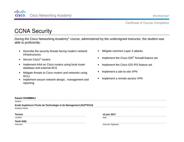 CISCO CCNA Security Certificate | PPT