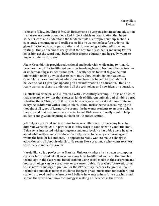 Kacey blatt twitter assignment | PDF