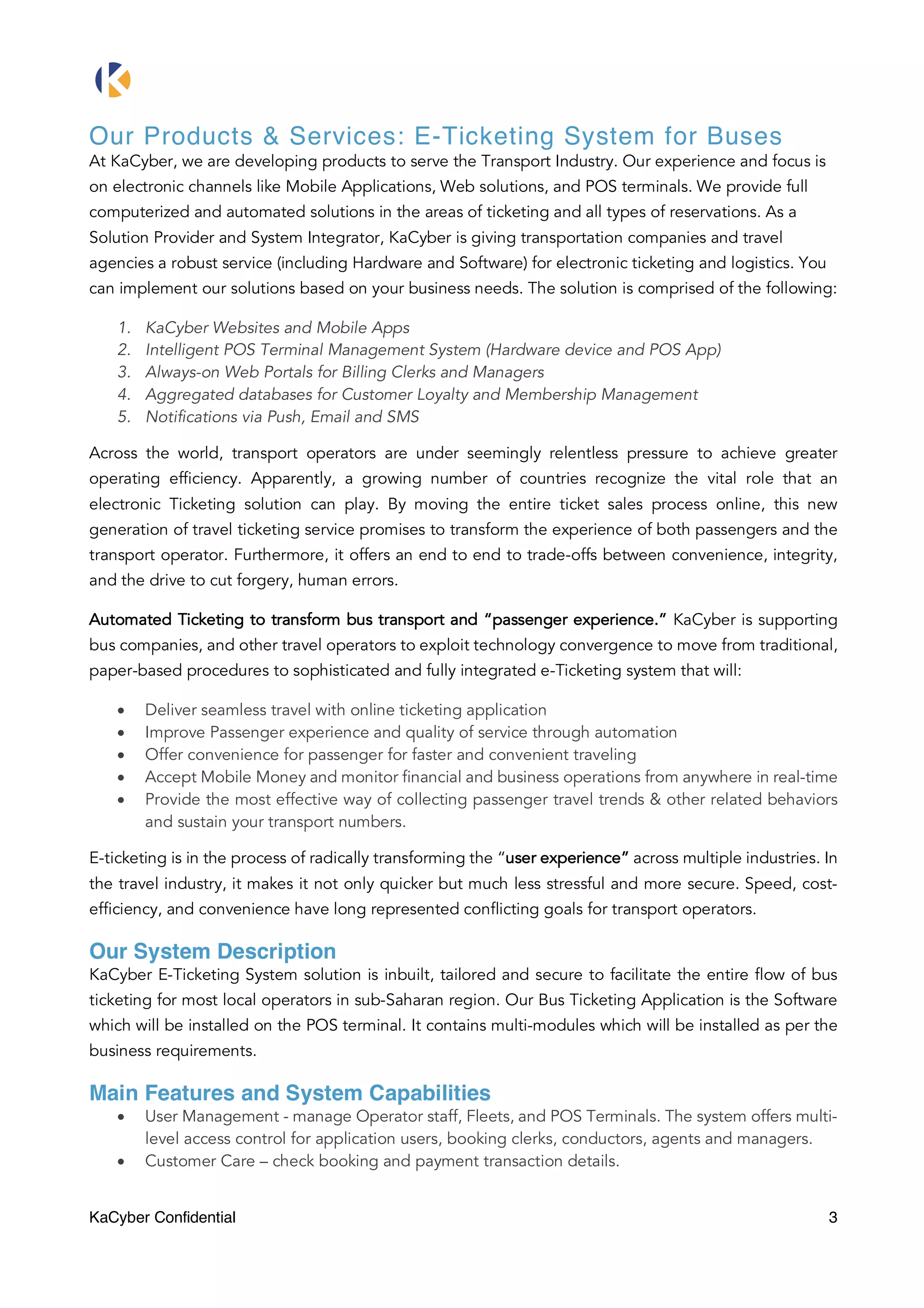 KaCyber Electronic Ticketing System for Buses in Africa | PDF ...