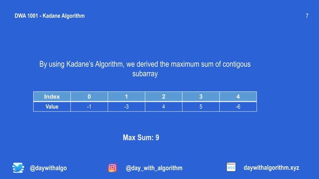 Kadane Algorithm | PPTX