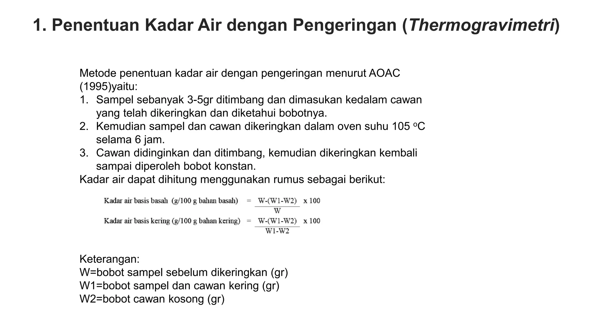 Kadar Air Kimia Bahan Organik komponen dasar | PPT
