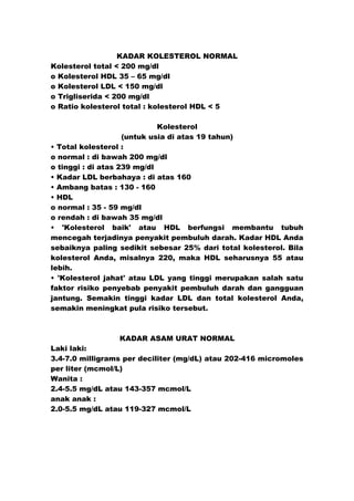 kadar normal hasil laboratorioum | DOC