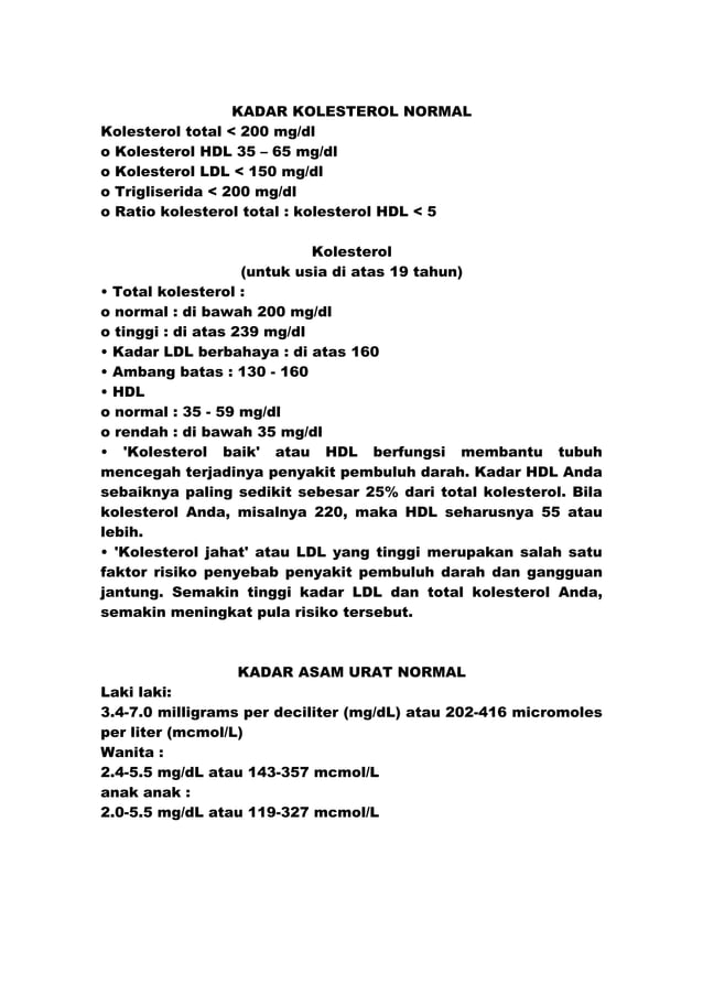 kadar normal hasil laboratorioum | DOC