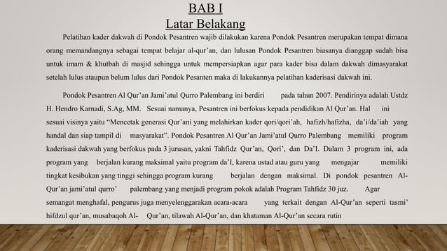 KADERISASI DAKWAH DI PONDOK PESANTREN AL-QUR’AN JAMI’ATUL QURRO PALEMBANG.pptx