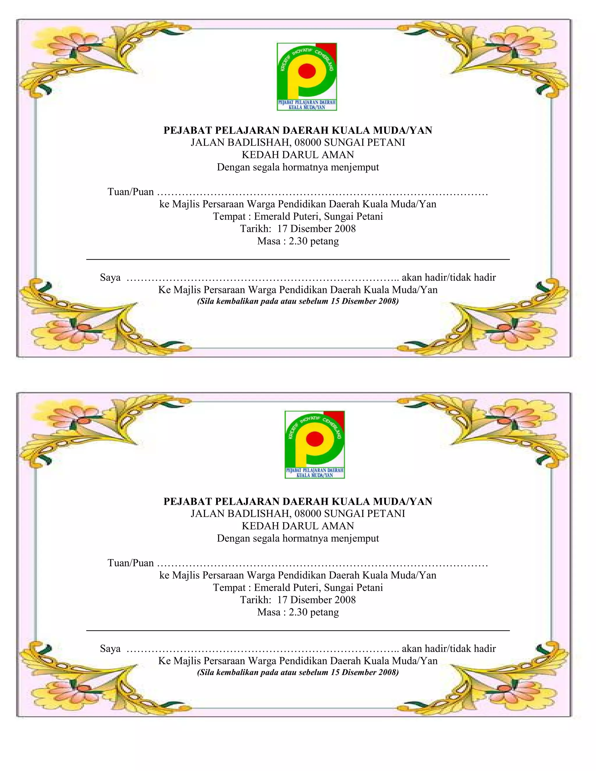 Kad jemputan majlis persaraan | PDF