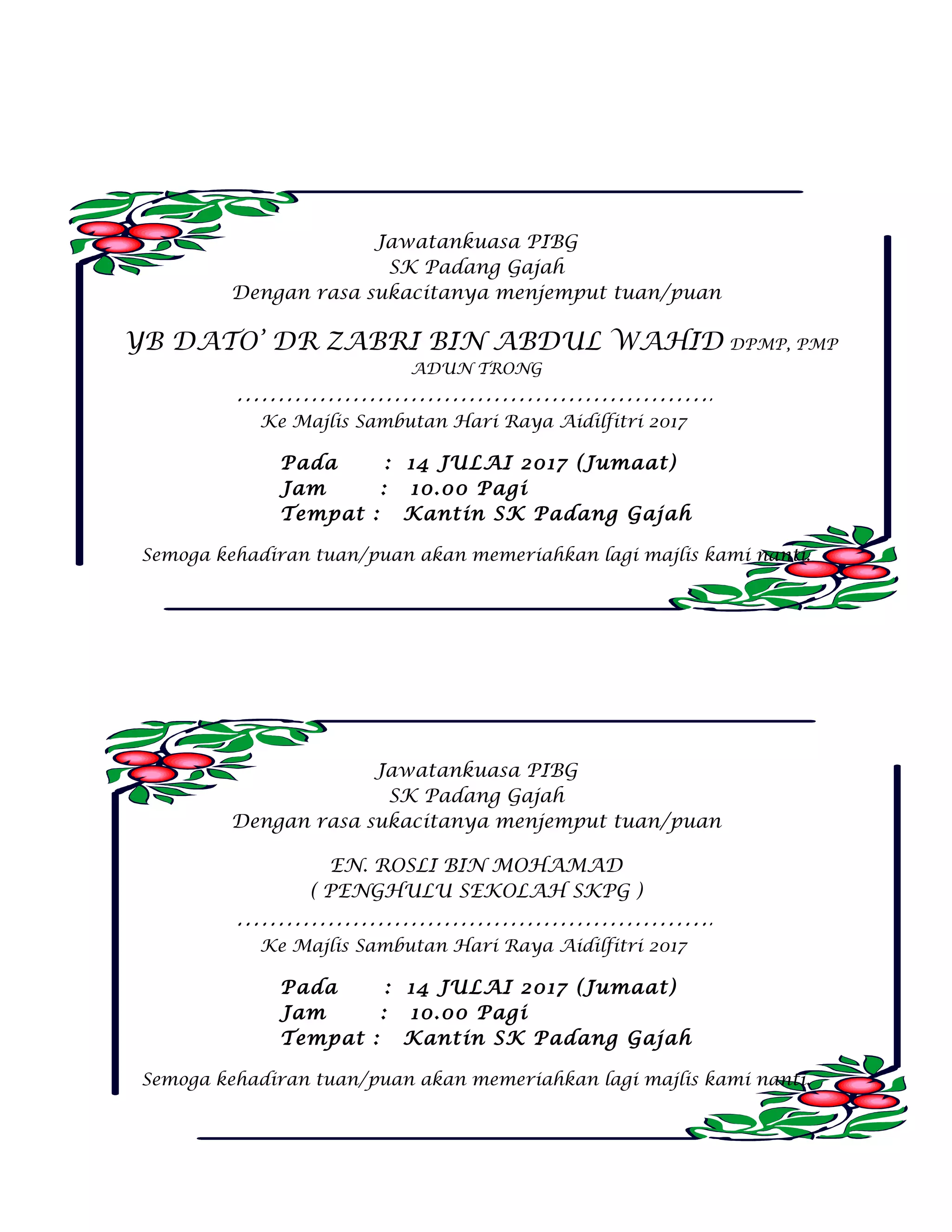 Kad jemputan raya | DOC