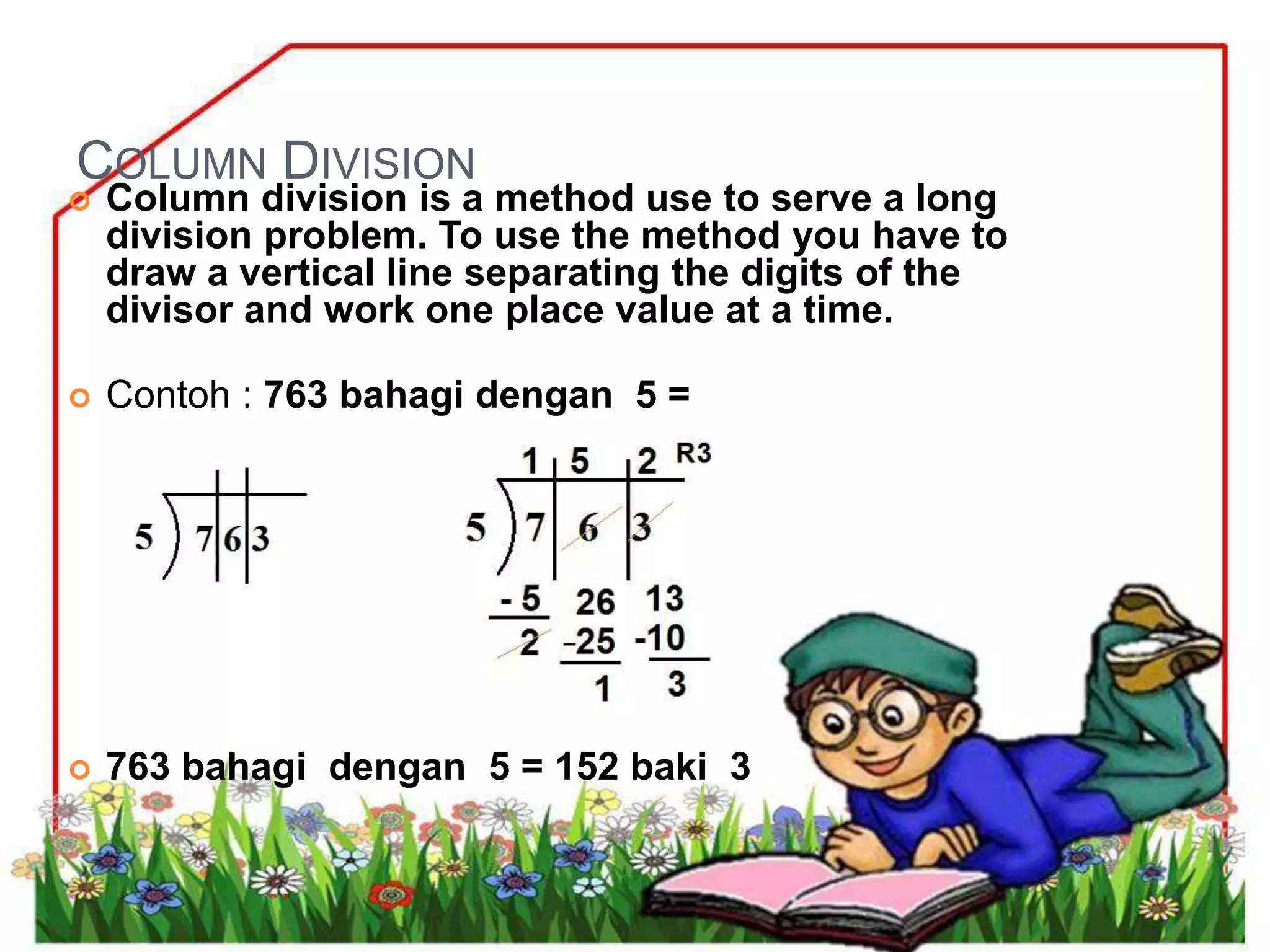 Kaedah bahagi column division | PPT