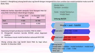 Kaedah perbandingan untuk mencari untung bersih bila rekod tak lengkap ...