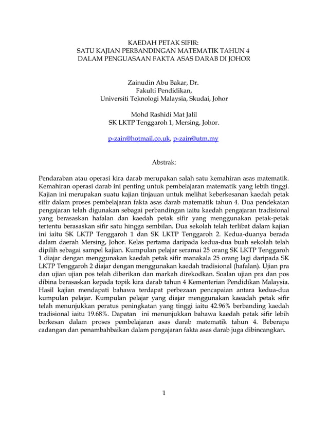 Kaedah petak sifir | DOC