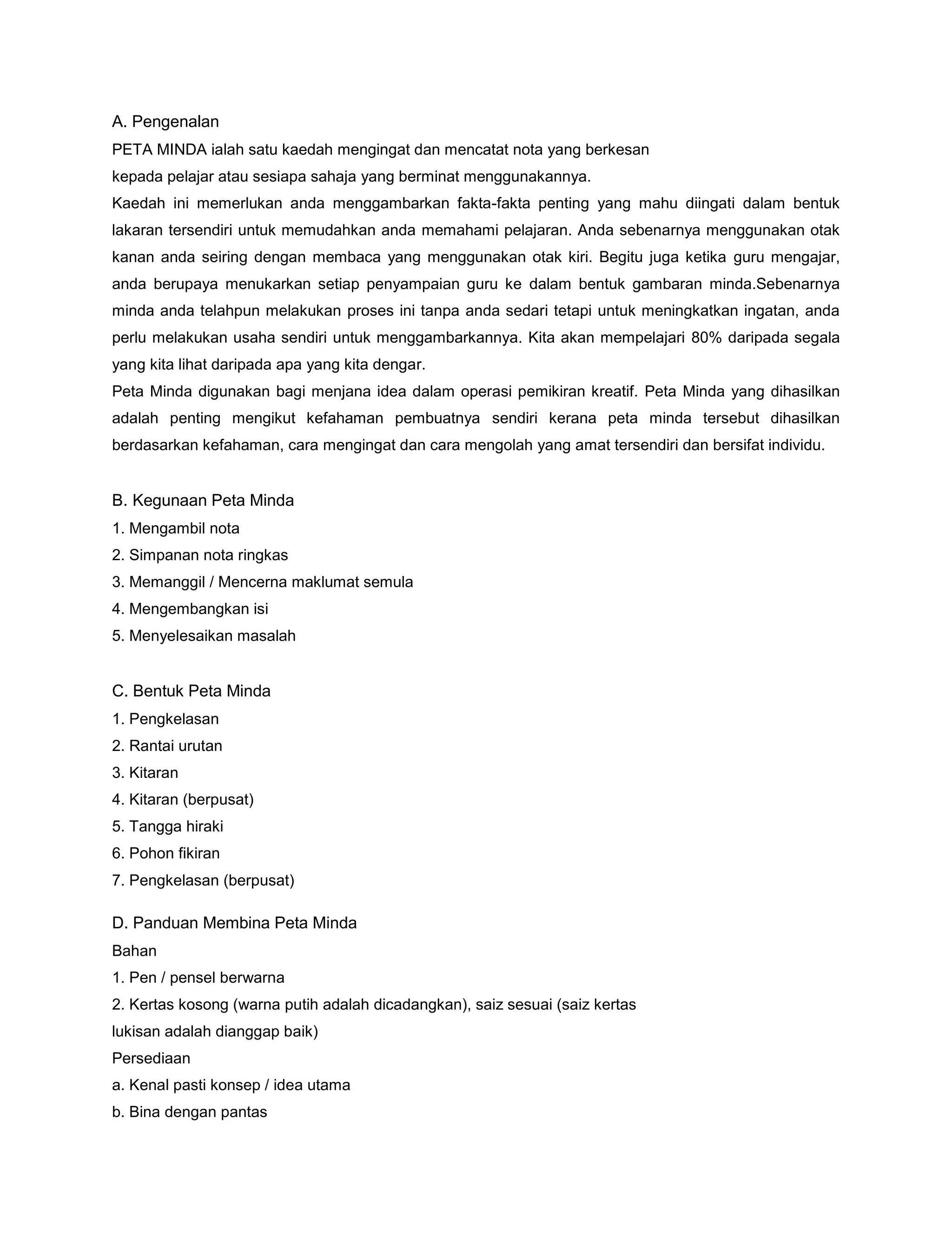 Kaedah peta minda | DOCX