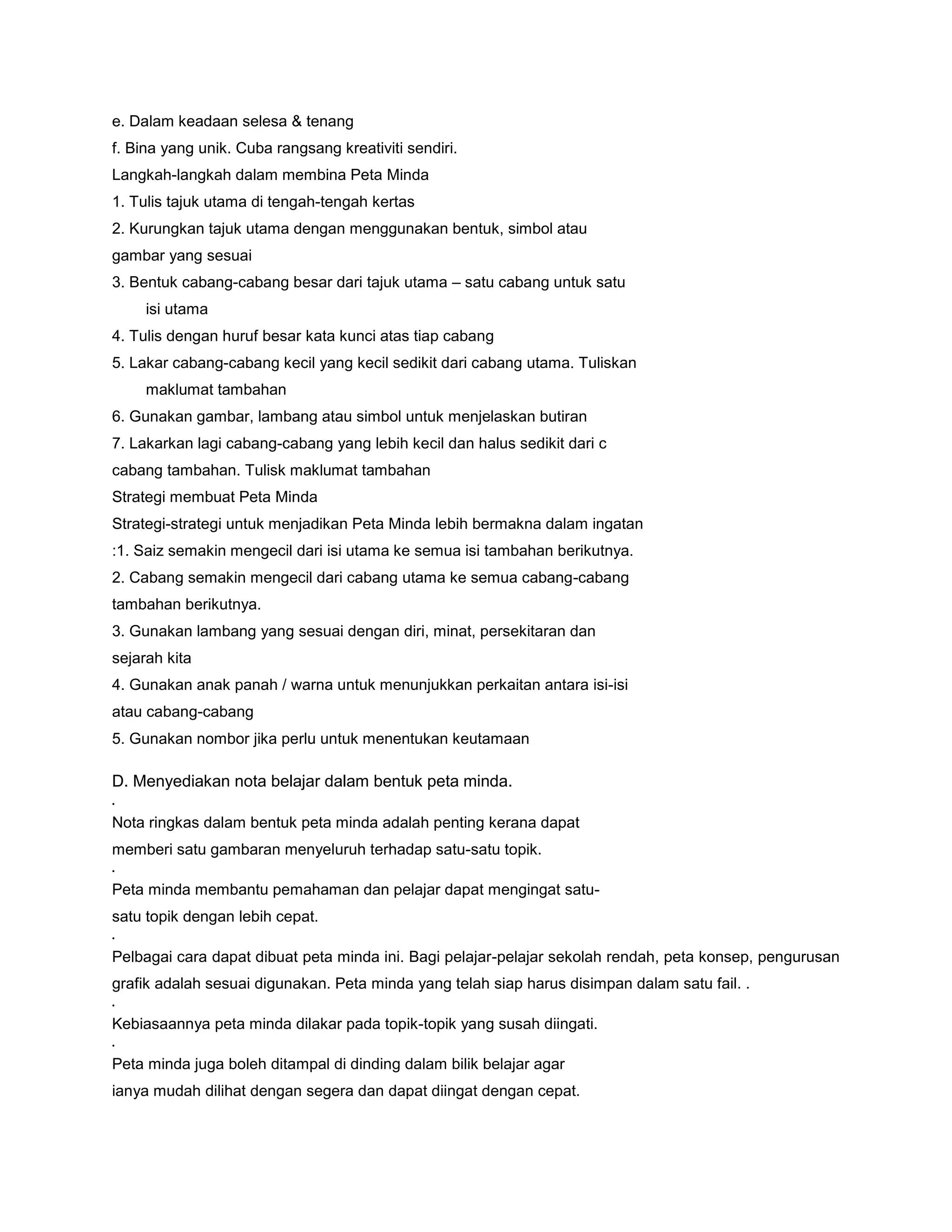 Kaedah peta minda | DOCX