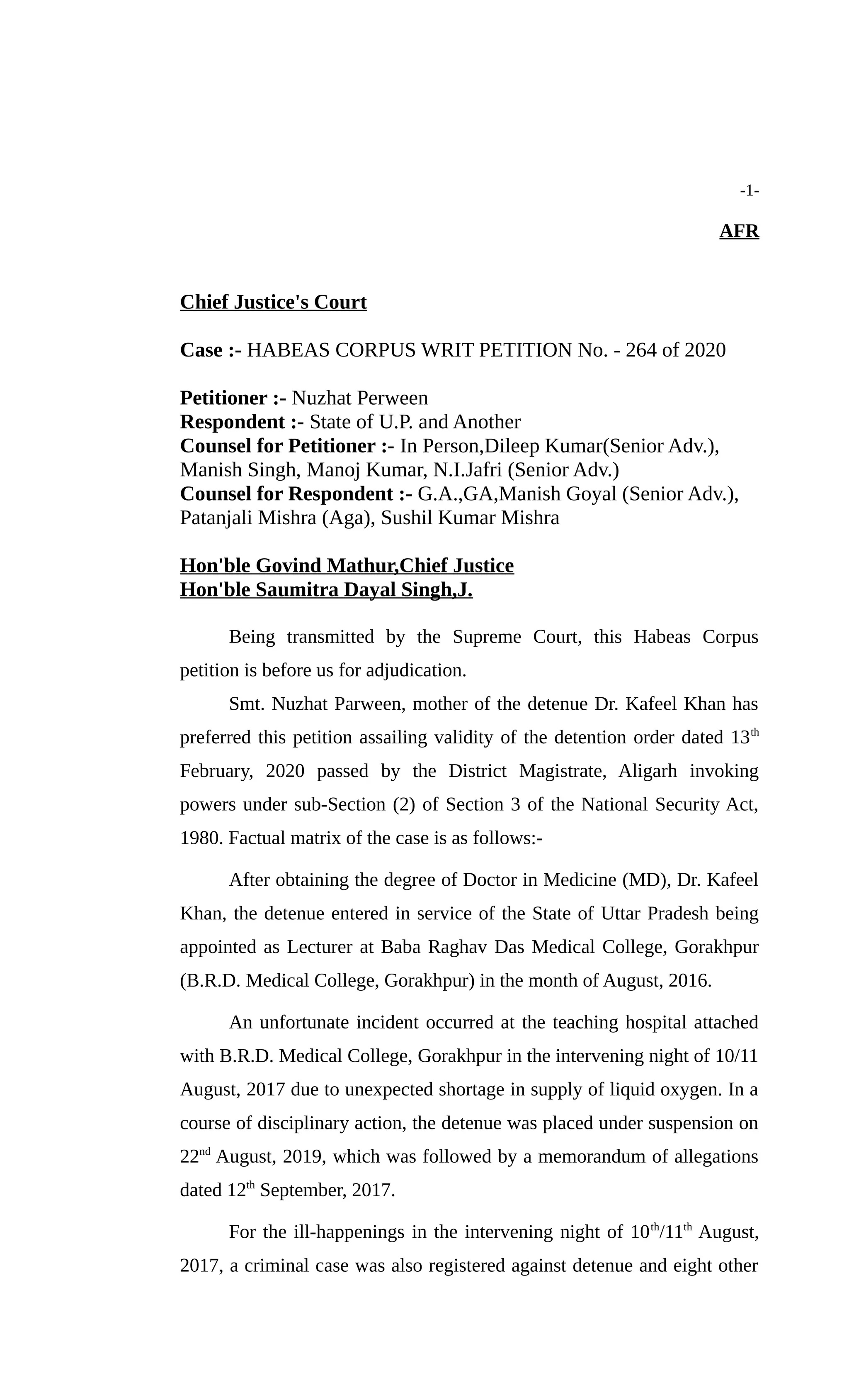 Kafeel khan bail sept 1 | PDF