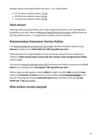 Kandungan kafein dari berbagai jenis kopi | PDF