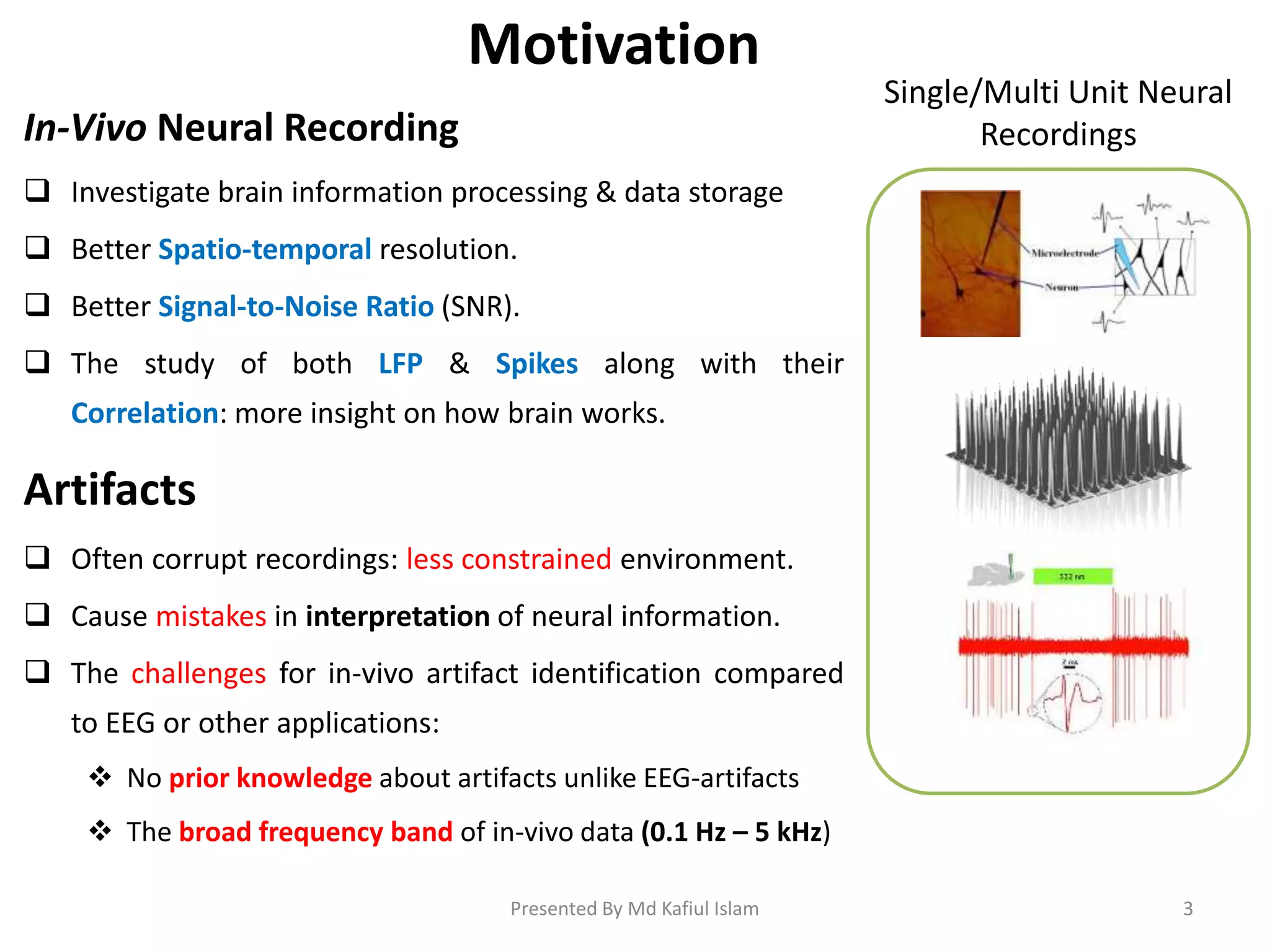Artifact Detection and Removal from In-Vivo Neural Signals | PPTX