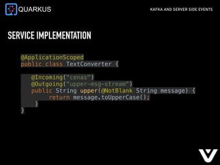 Reactive messaging Quarkus and Kafka | PDF