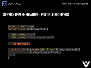 Reactive messaging Quarkus and Kafka | PDF